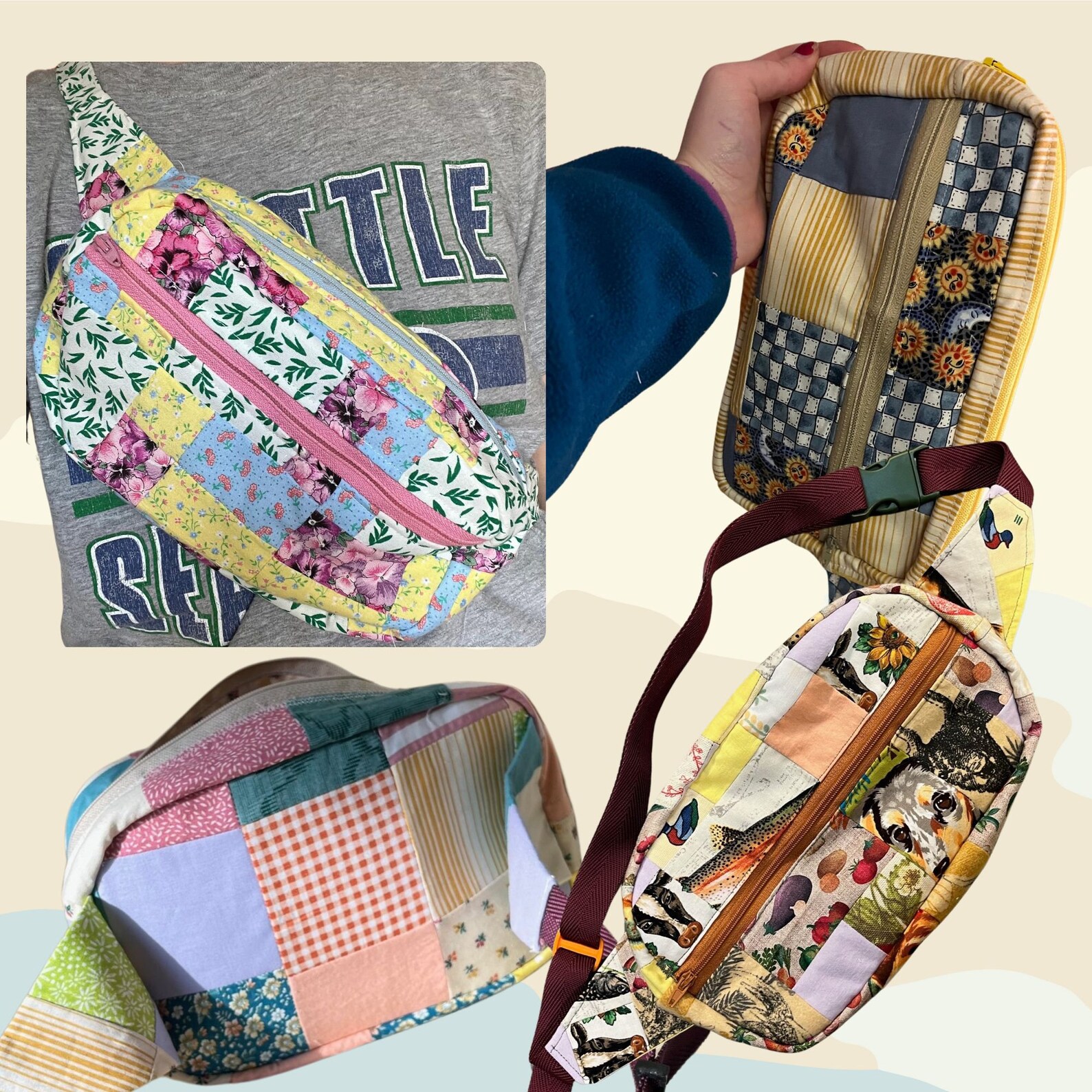 Quilted Patchwork Crossbody Bag / Fanny Pack - Finished or Customize Your Own! - Etsy