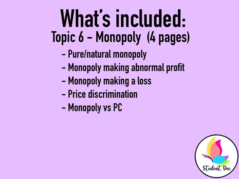 ECONOMICS NOTES A LEVEL - Monopoly - Etsy