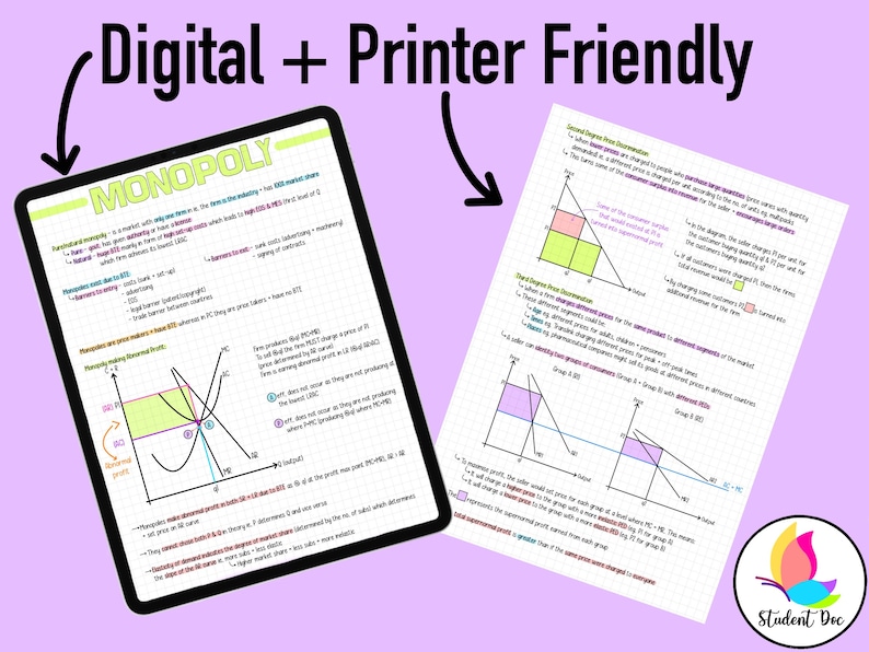 ECONOMICS NOTES A LEVEL - Monopoly - Etsy