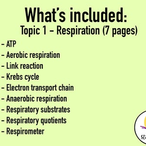 BIOLOGY NOTES A LEVEL - Respiration - Etsy