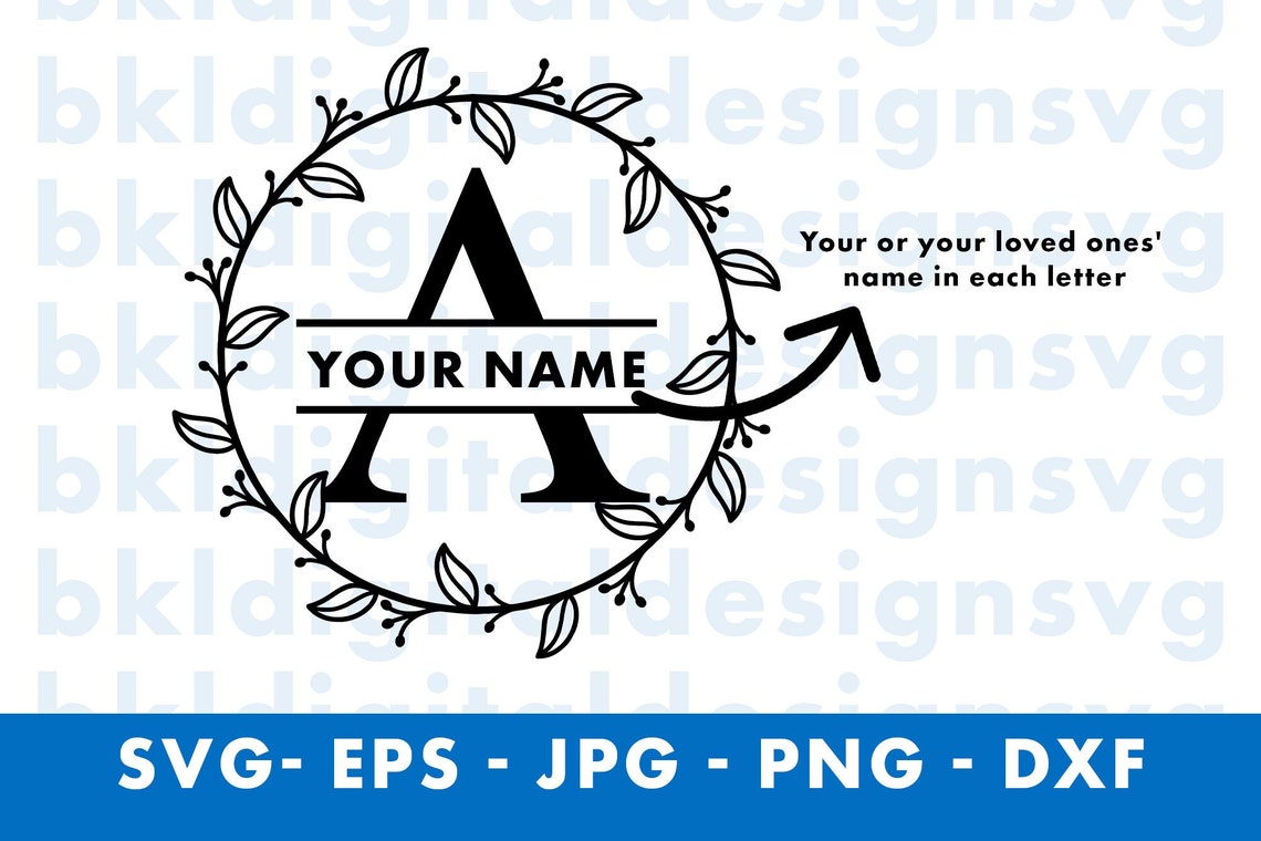 Split Monogram SVG Bundle, Spilt Letter Svg, Alphabet Clipart, Last ...