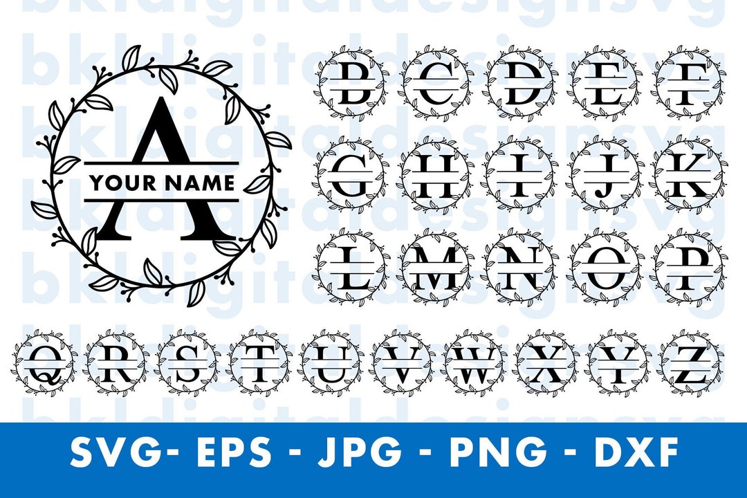 Split Monogram SVG Bundle, Spilt Letter Svg, Alphabet Clipart, Last ...