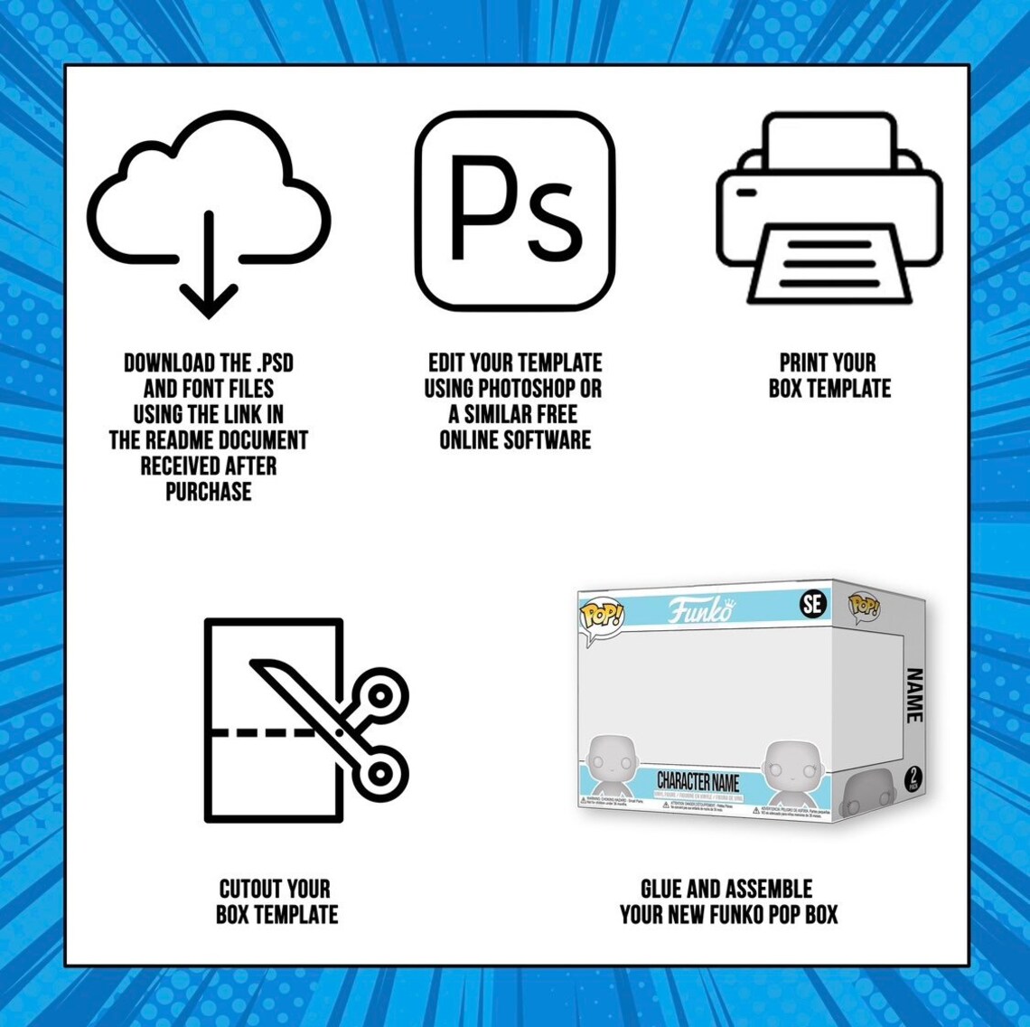 Funko Pop Custom Box Template. Digital Download Pop Rides - Etsy