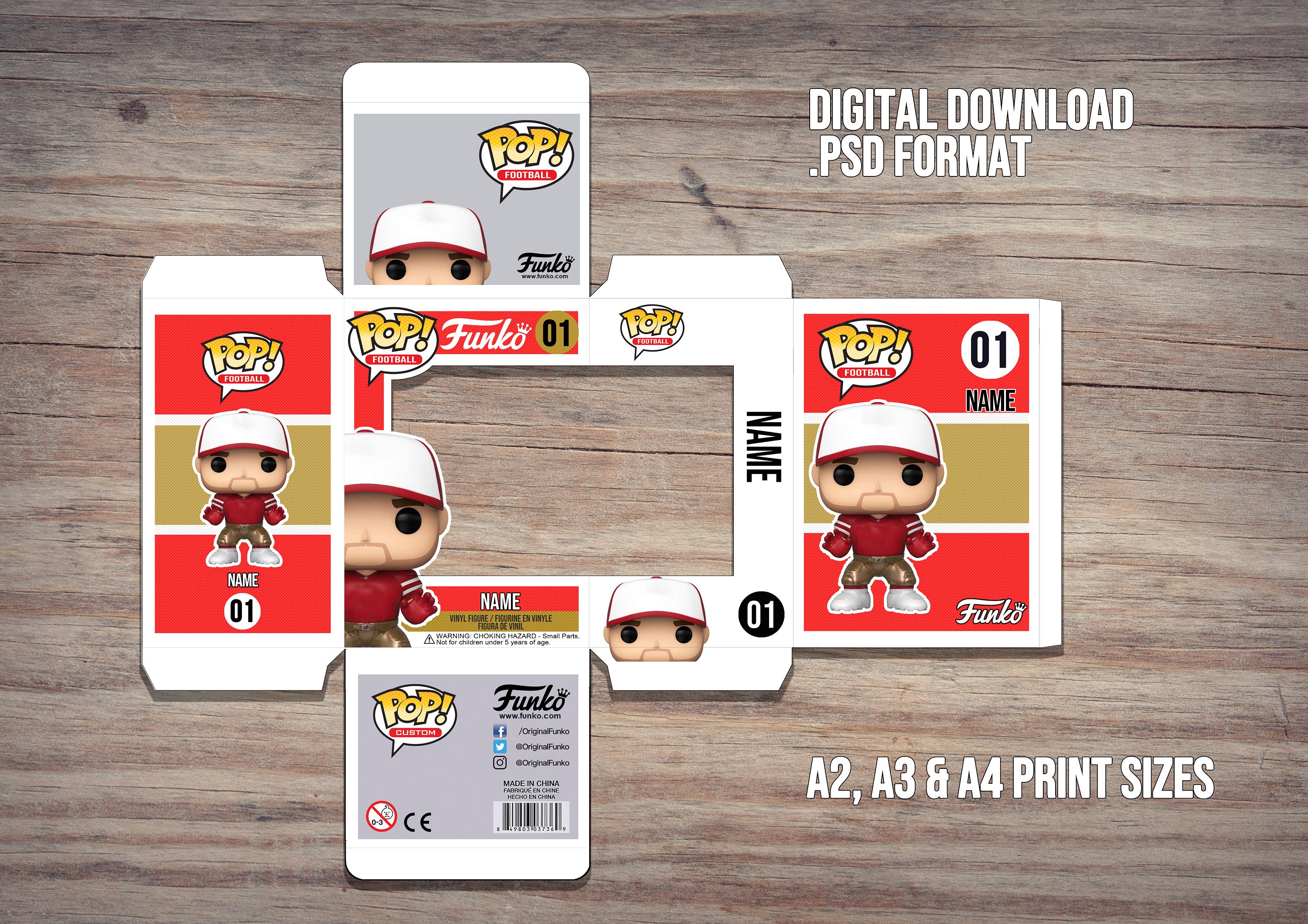 Funko Football. Custom Funko Pop Box Template. DIY Digital Download PSD ...