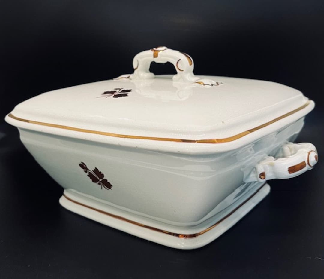 Wedgwood & Co. England Ironstone Tea Leaf Vegetable Tureen C. 1908 FREE ...