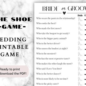 The Shoe Game | Bride or Groom Wedding Game | Printable PDF | Canva ...
