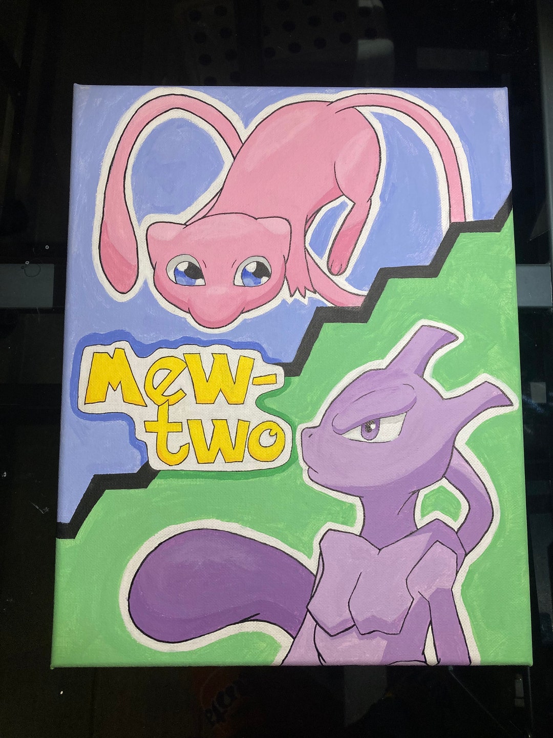 Pokemon Painting Mew and Mewtwo Acrylic - Etsy