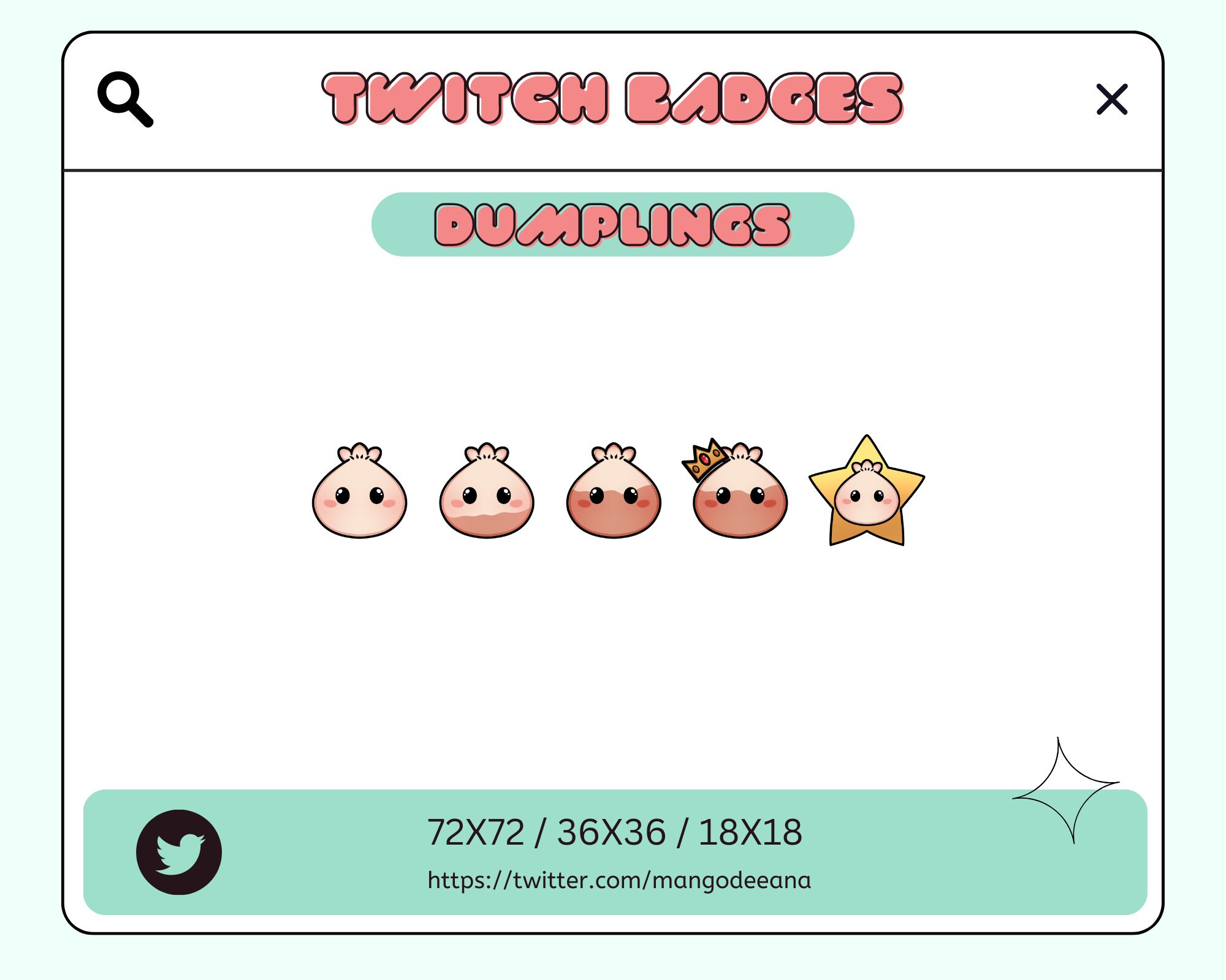 Twitch Dumpling Badges - Set of 5 - Twitch / Discord / Twitch Badges / Cute Badges / Dumplings ...
