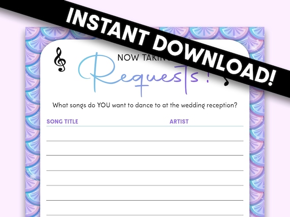 Printable Song Request Sheet DJ Wedding Birthday Request - Etsy UK