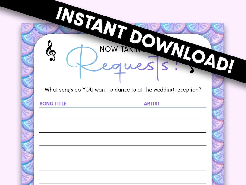 Printable Song Request Sheet DJ Wedding Birthday Request - Etsy UK