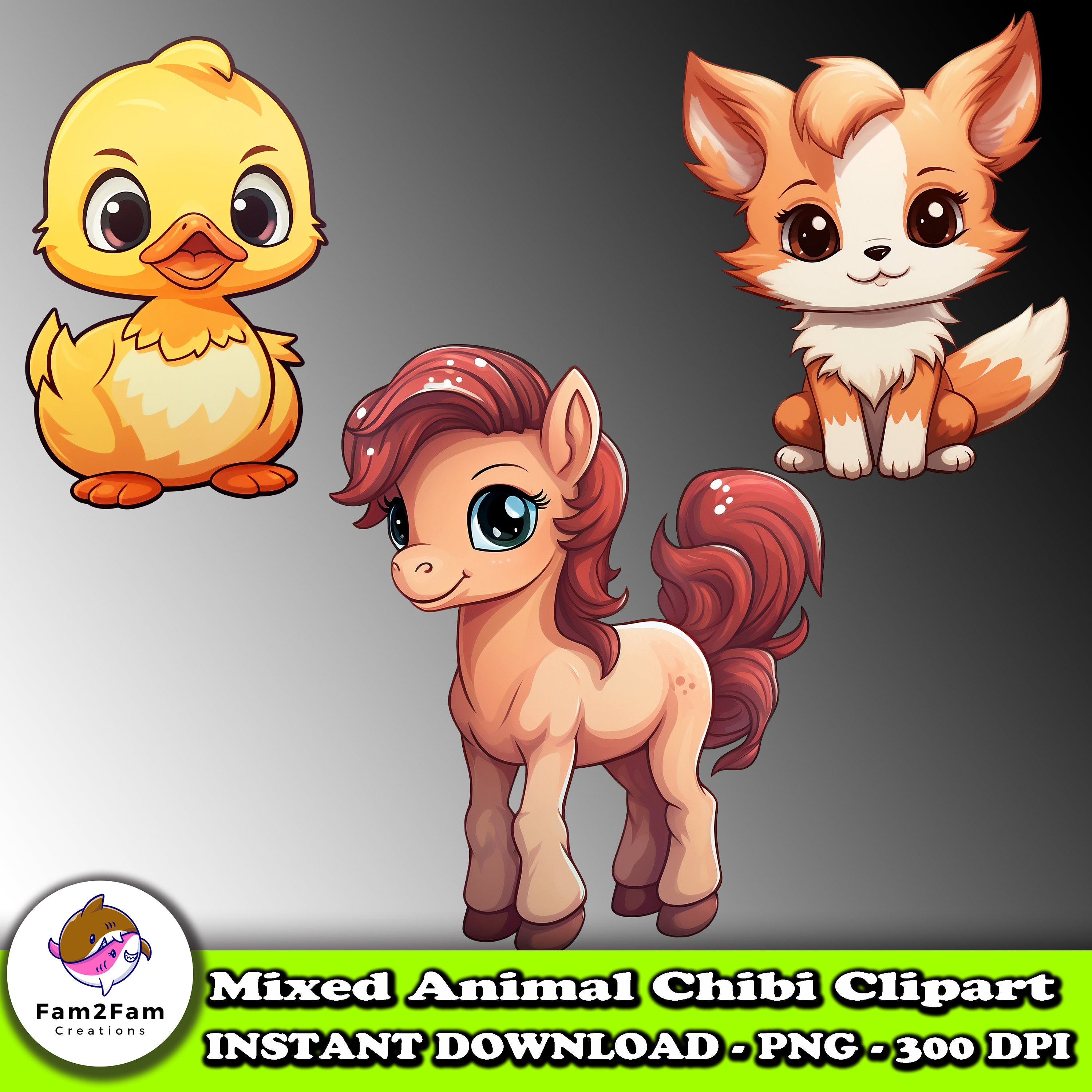 Cute Animal Clipart Chibi Style Designs Clipart Panda Clipart - Etsy
