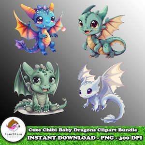 Cute Chibi Dragon Clipart Bundle, Anime Style (digital Download) - Etsy