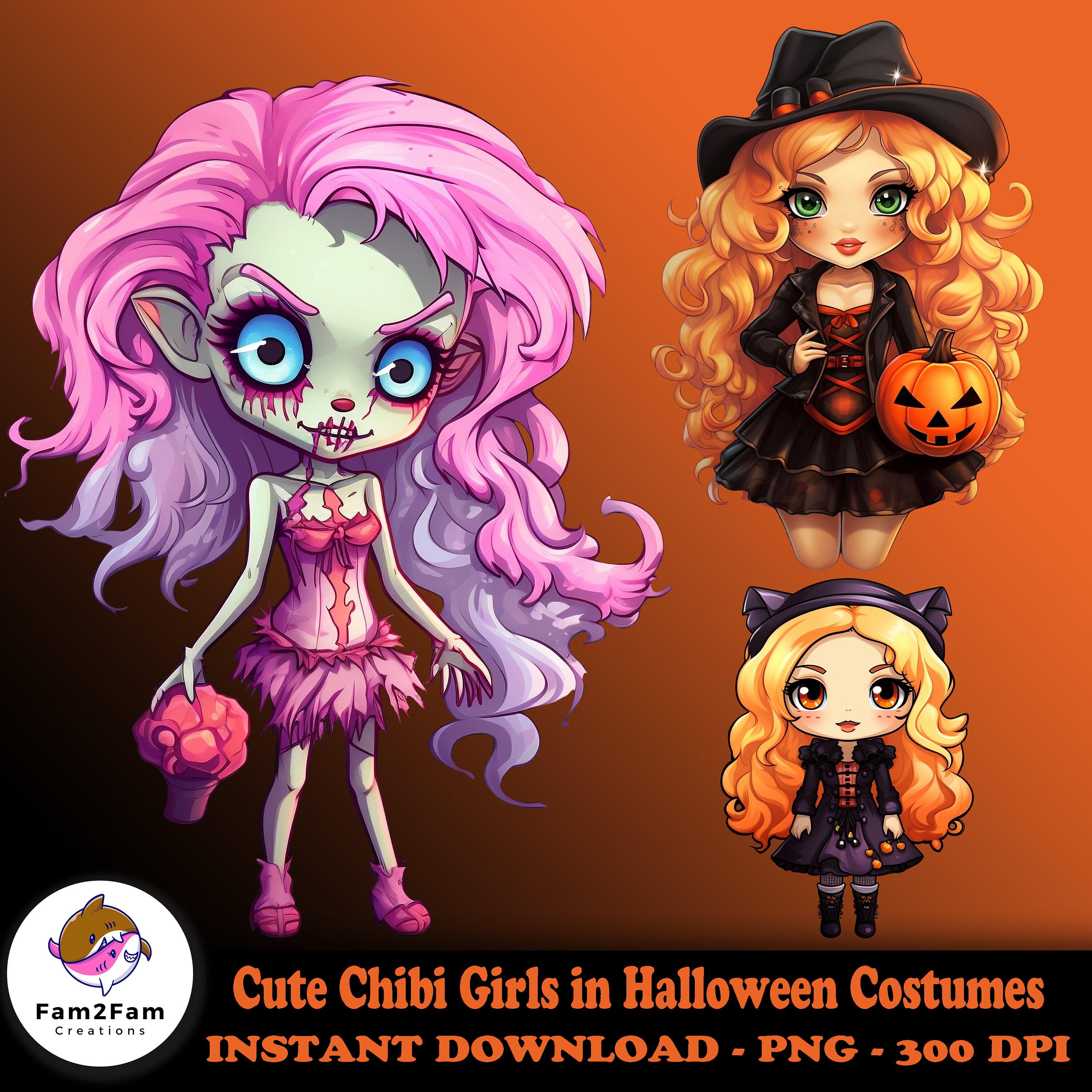 Cute Halloween Clipart Ghost in Halloween Costumes Clipart Chibi ...