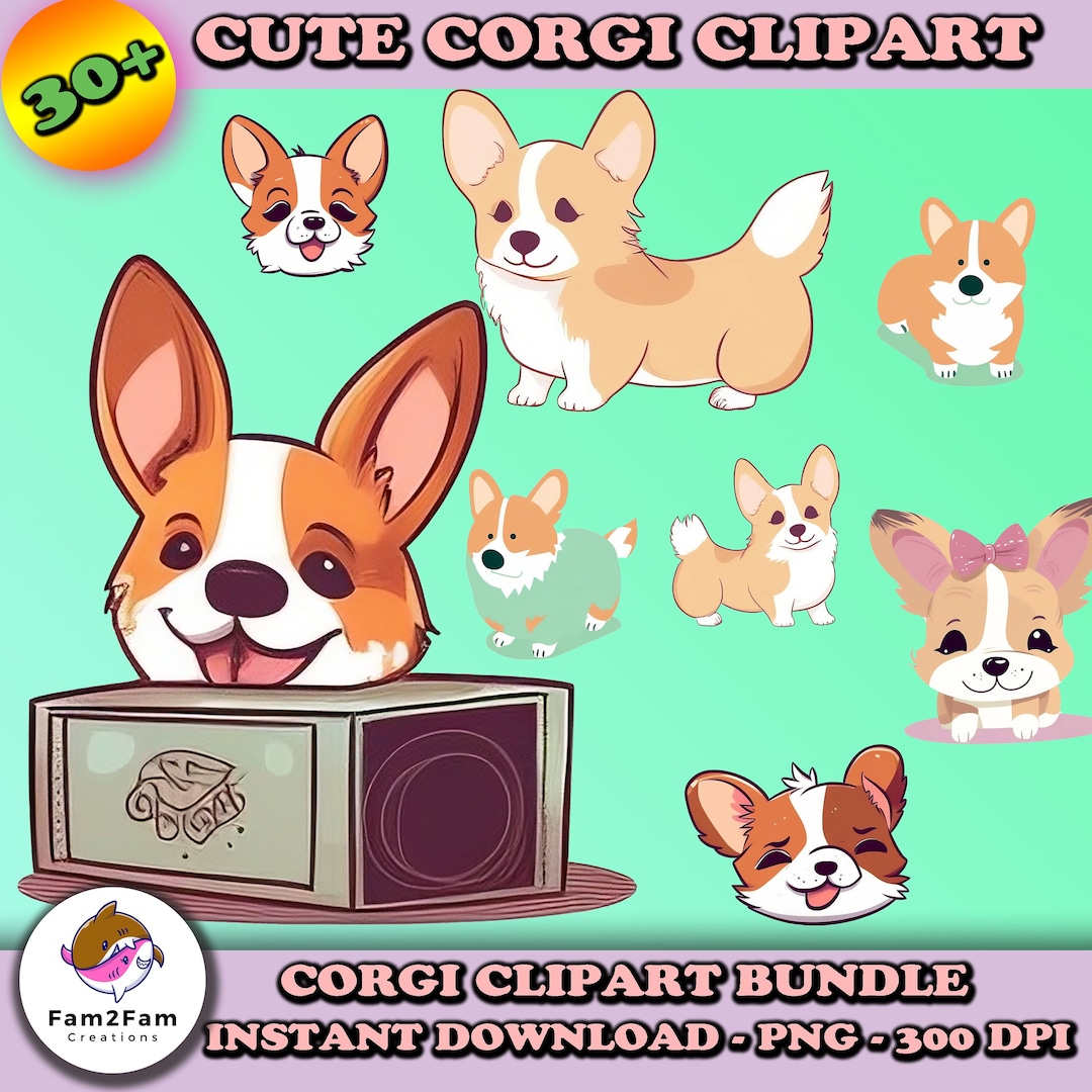 Corgi Cartoon Clipart Corgi PNG Perfect Gift Dog Mom Clipart Fun Cute ...