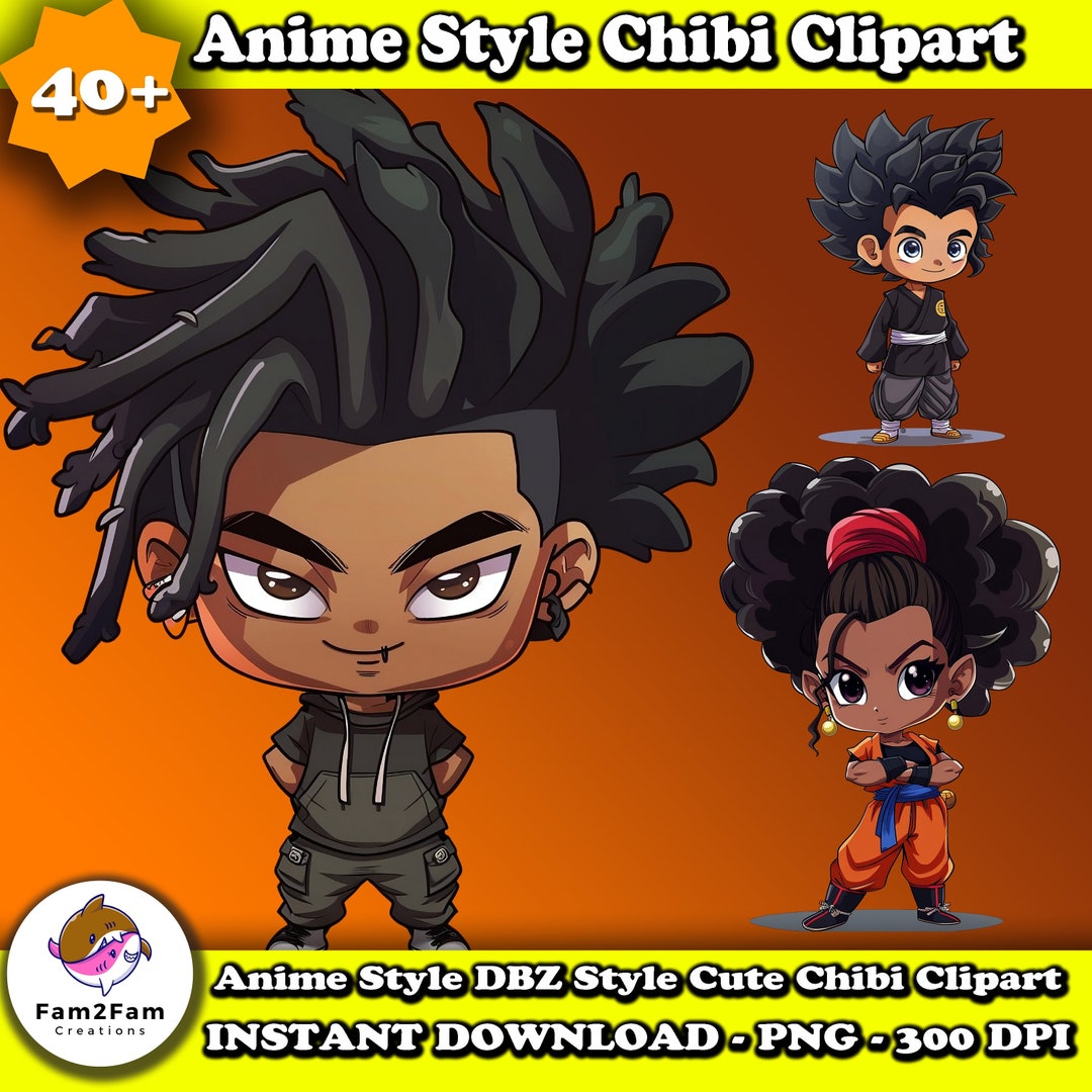 Cute Anime Style Chibi Clipart Bundle DBZ Style Characters Clipart ...