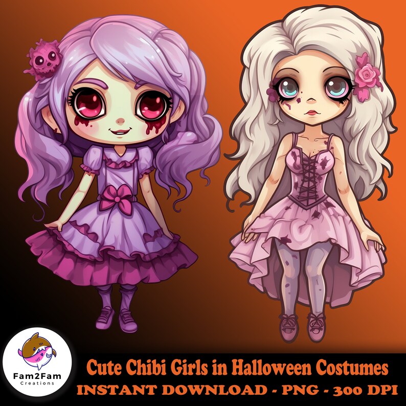 Cute Halloween Clipart Ghost in Halloween Costumes Clipart Chibi ...