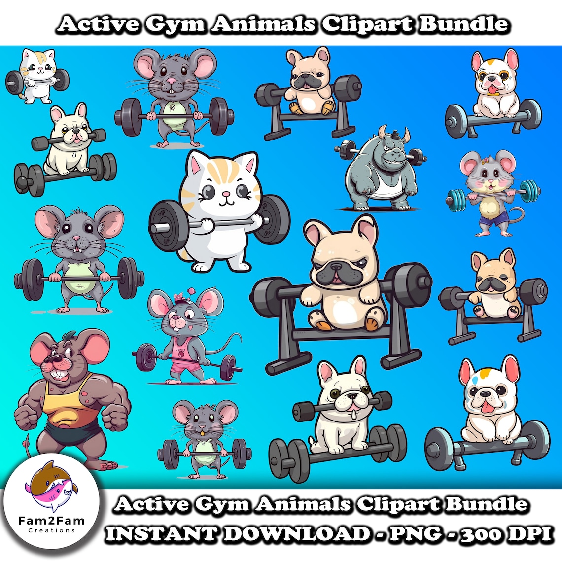 Active Gym Animals Clipart Gym Rat Fitness Fun Clean Clip Art Cat Mom ...