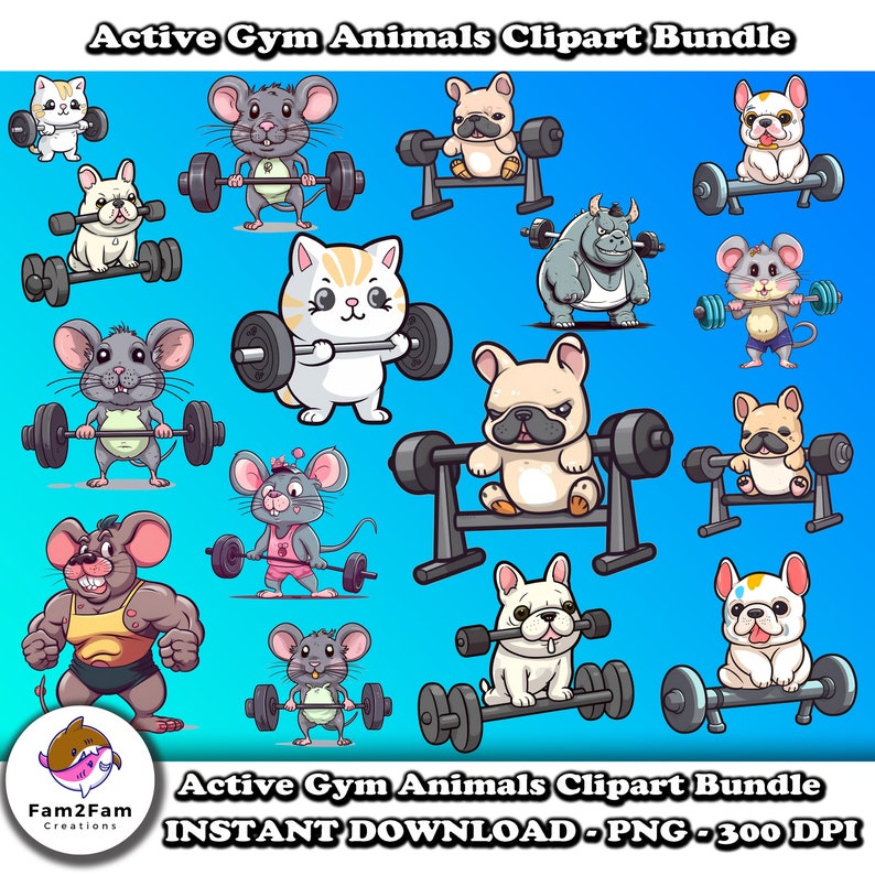 Active Gym Animals Clipart Gym Rat Fitness Fun Clean Clip Art Cat Mom ...
