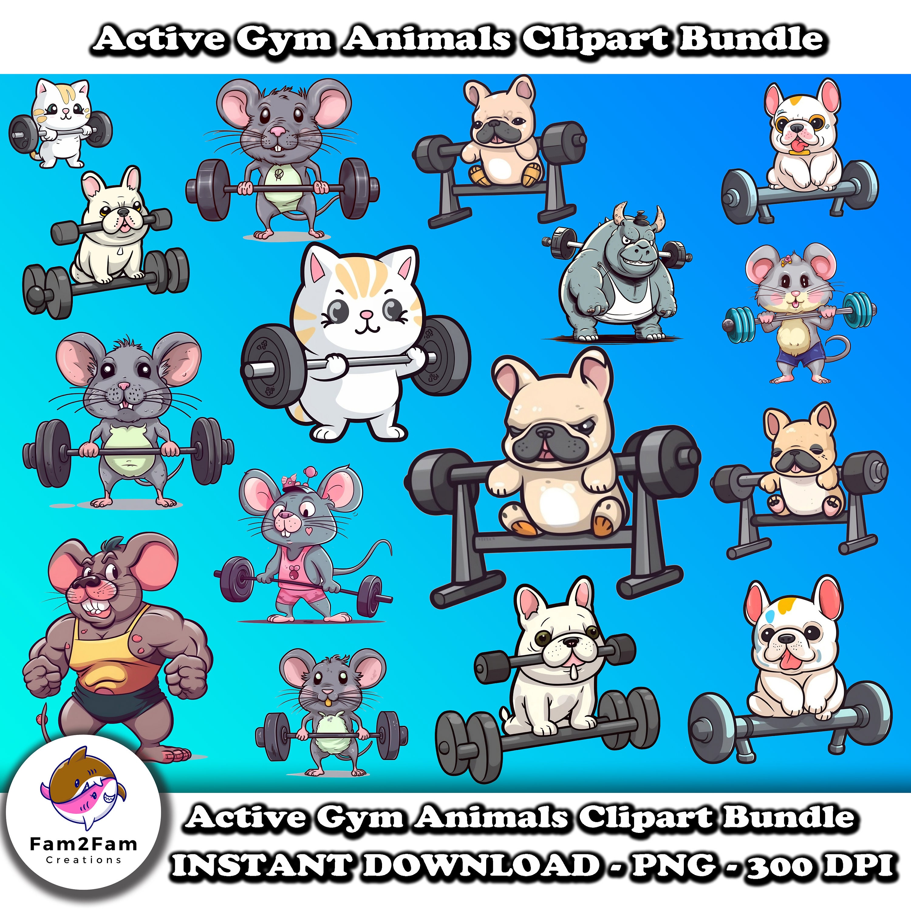 Active Gym Animals Clipart Gym Rat Fitness Fun Clean Clip Art Cat Mom ...