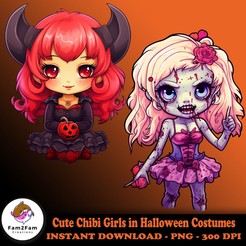 Cute Halloween Clipart Ghost in Halloween Costumes Clipart Chibi Clipart Halloween Style Popular ...