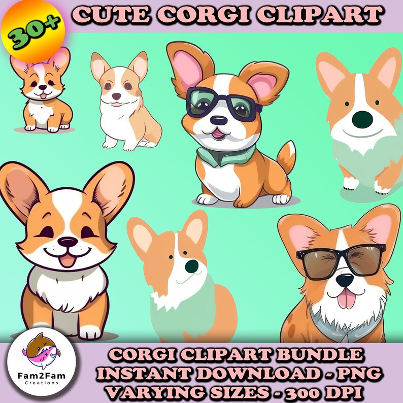 Corgi Cartoon Clipart Corgi PNG Perfect Gift Dog Mom Clipart Fun Cute ...