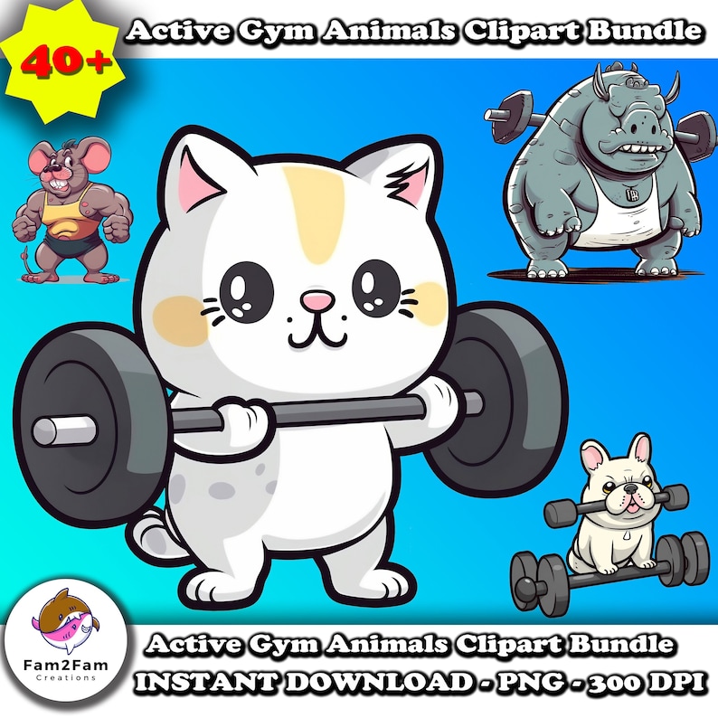 Active Gym Animals Clipart Gym Rat Fitness Fun Clean Clip Art Cat Mom ...