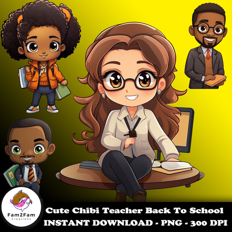 Teacher PNG Clipart Teacher Character Cartoon Clip Art Chibi School ...