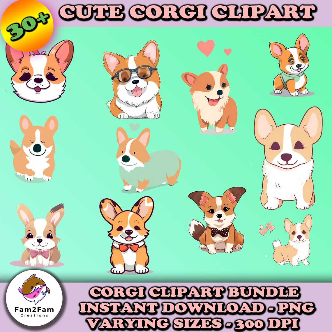 Corgi Cartoon Clipart Corgi PNG Perfect Gift Dog Mom Clipart Fun Cute ...