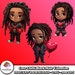 Cute Black Male Chibi Valentine Clipart Bundle Dreads Black Boy Cartoon ...
