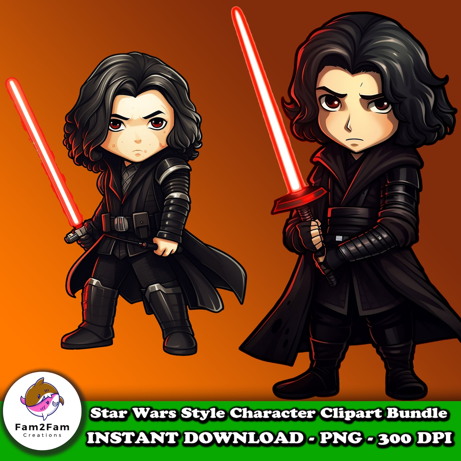 Star Wars Style Character Clipart Bundle PNG Clip Art Space Wars Light ...