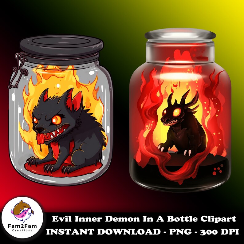 Evil Clipart Demon in a Bottle Clipart Cute Digital Graphics Anime ...