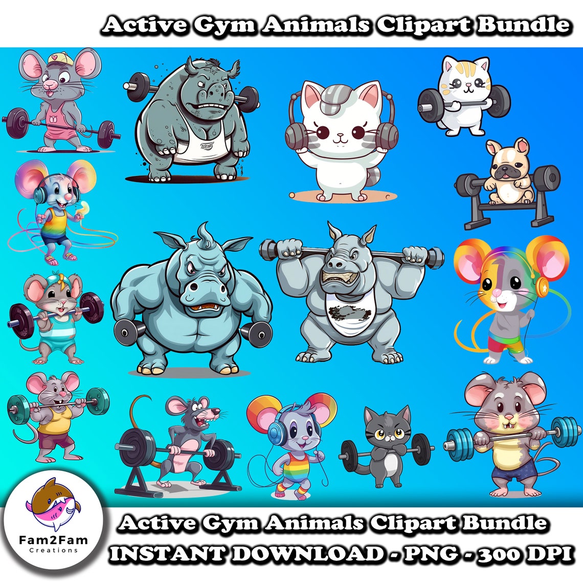 Active Gym Animals Clipart Gym Rat Fitness Fun Clean Clip Art Cat Mom ...