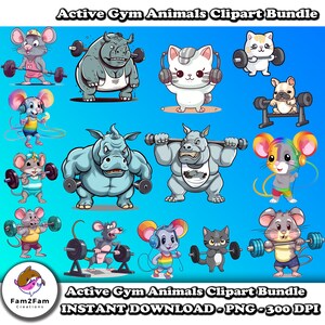 Active Gym Animals Clipart Gym Rat Fitness Fun Clean Clip Art Cat Mom ...