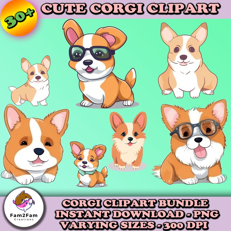 Corgi Cartoon Clipart Corgi PNG Perfect Gift Dog Mom Clipart Fun Cute ...