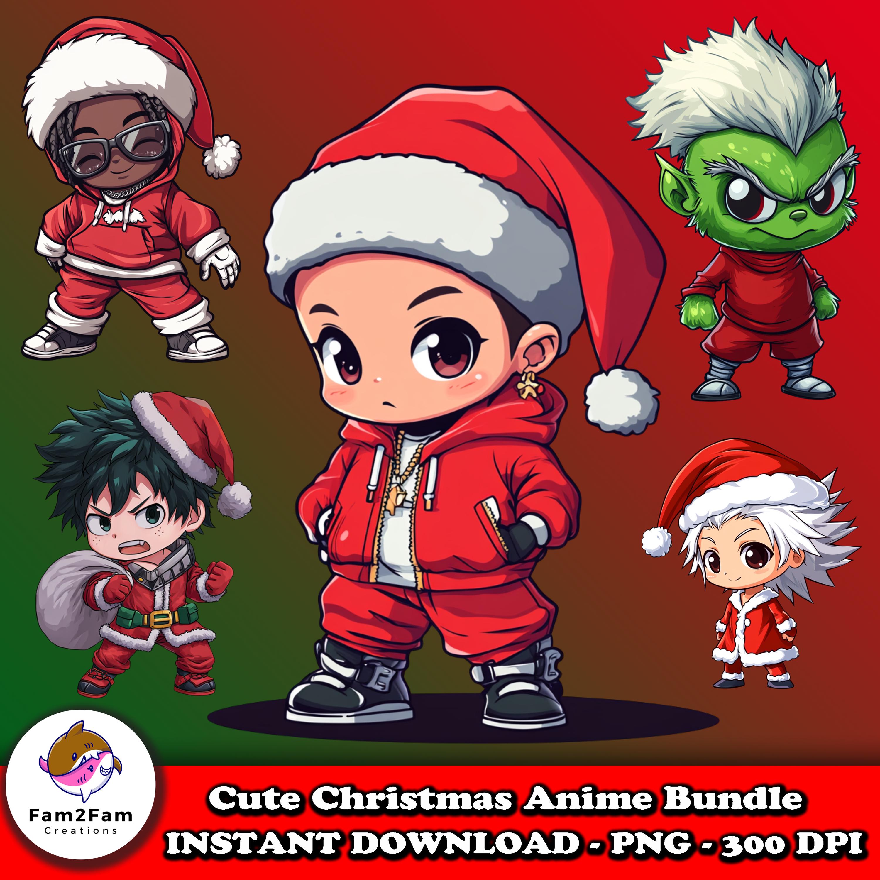 Anime Christmas Clipart Bundle, Kawaii Chibi PNG (digital Download) - Etsy
