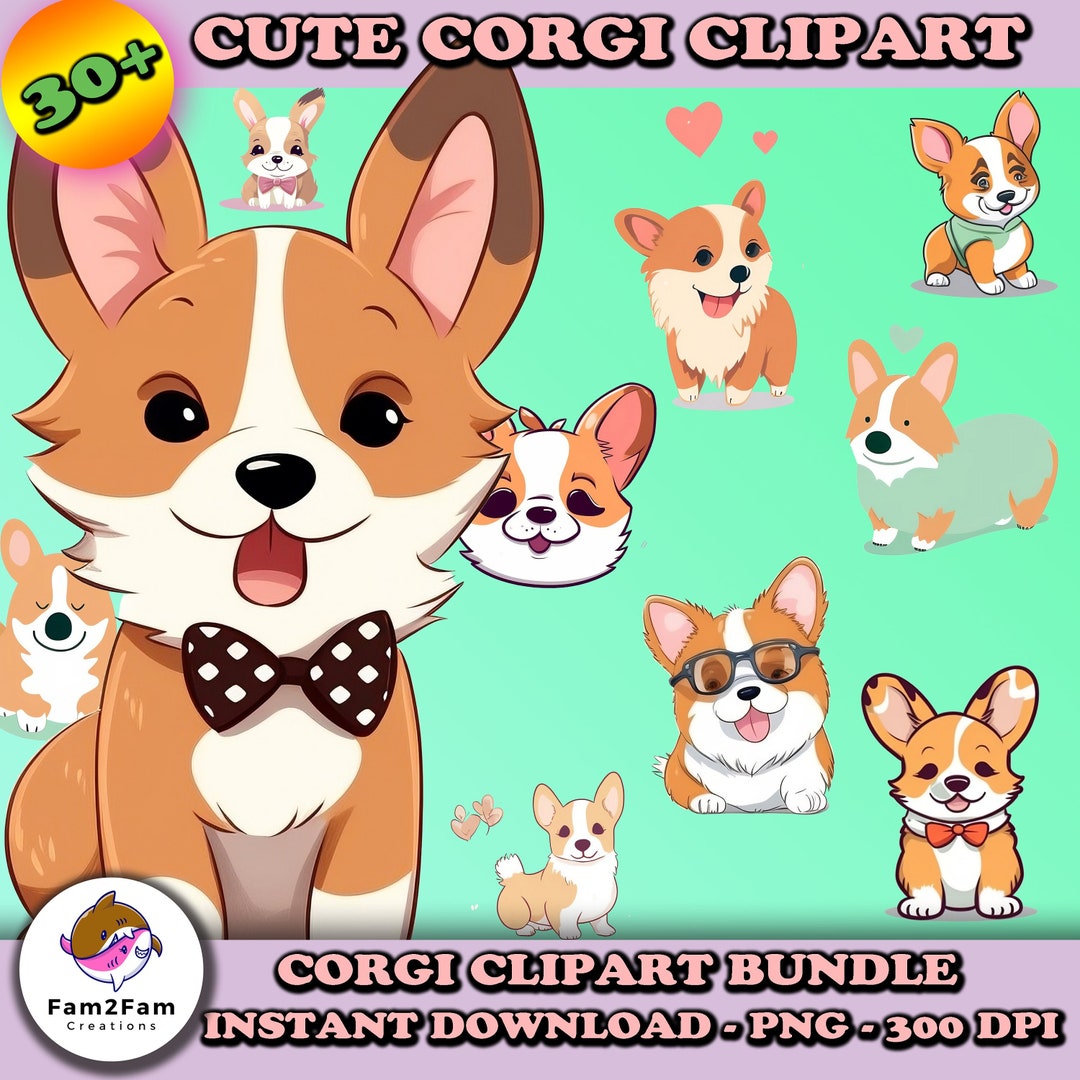 Corgi Cartoon Clipart Corgi PNG Perfect Gift Dog Mom Clipart Fun Cute ...