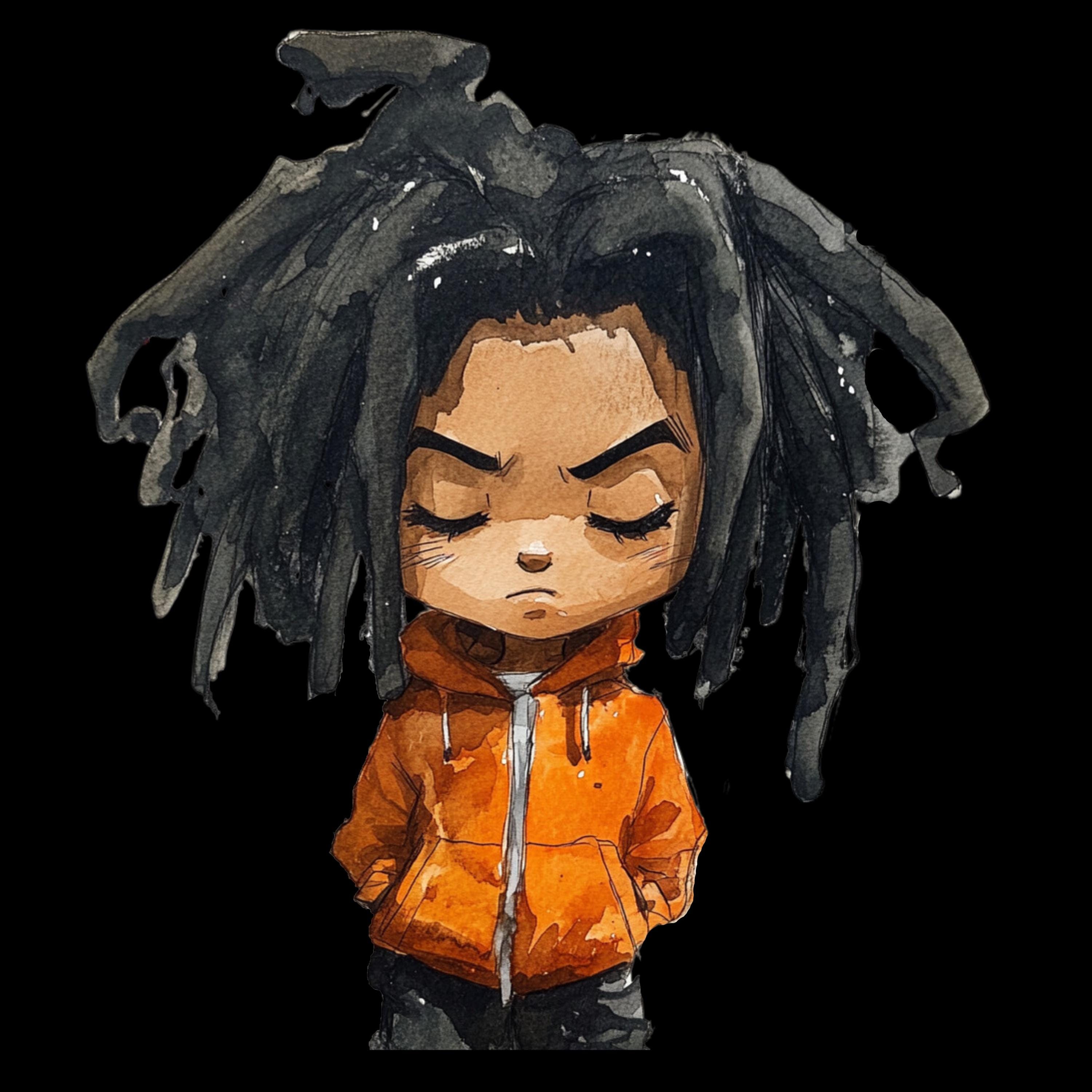 Anime Chibi Clipart Bundle: Watercolor Afro Characters (digital ...