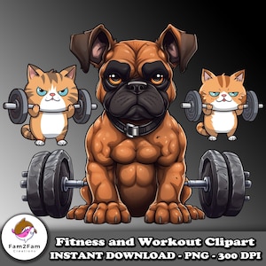 Cute Workout Animals Clipart Bundle, Gym Rats (digital Download) - Etsy