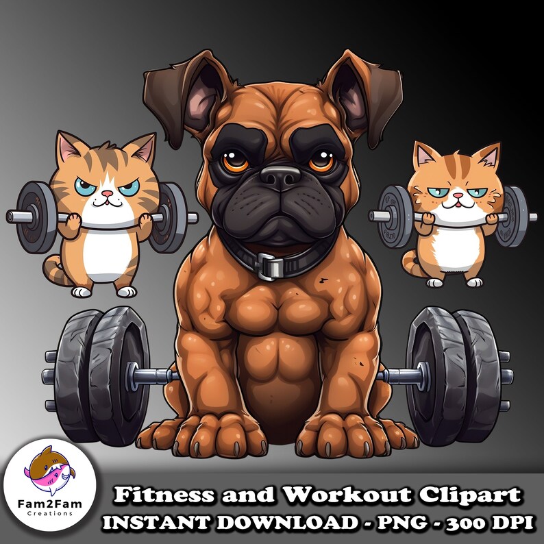Cute Workout Fitness Animals Clipart Bundle Gym Rats Fitness Clean PNG ...