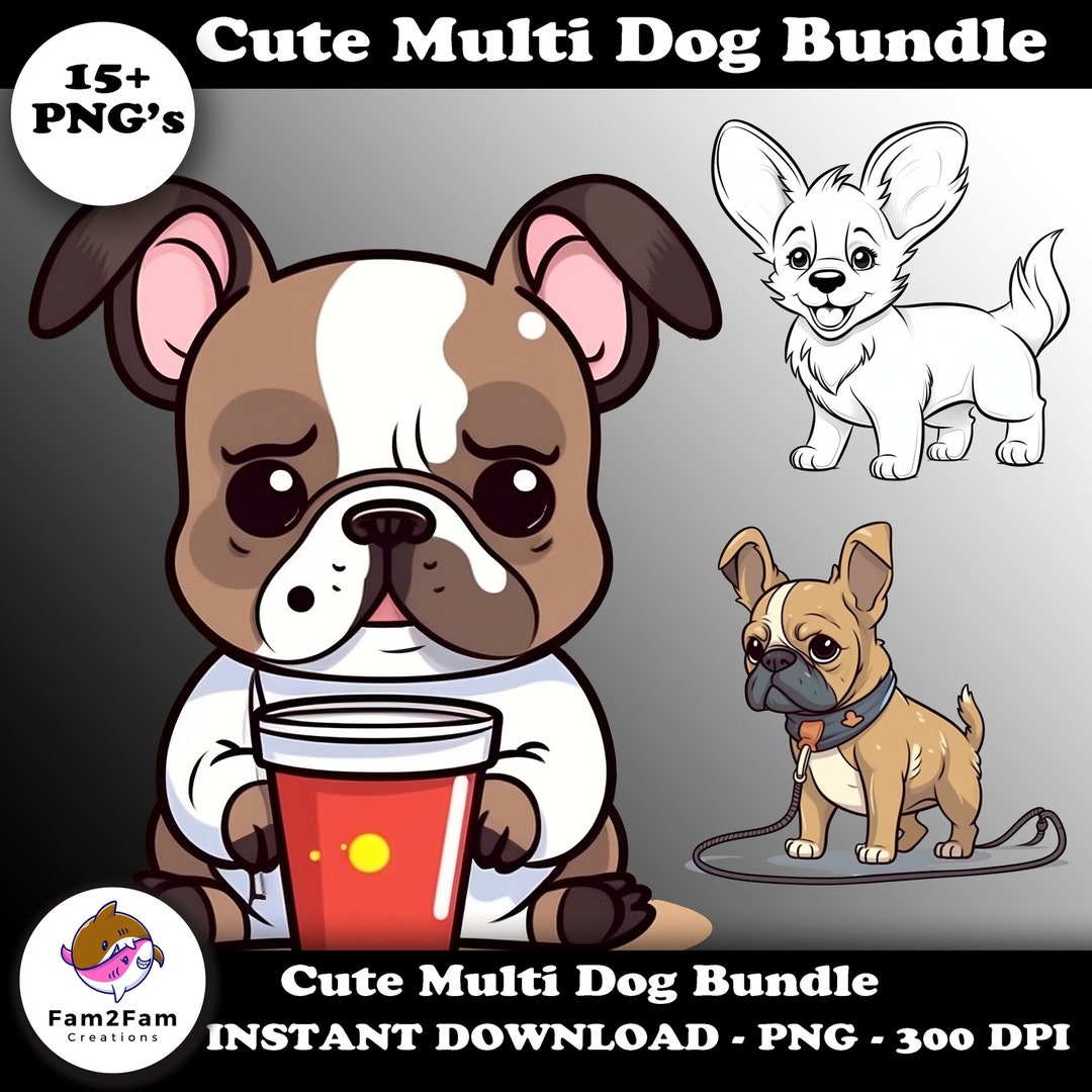 Dog Clipart Bundle: Frenchie, Bulldog PNG Graphics (digital Download ...