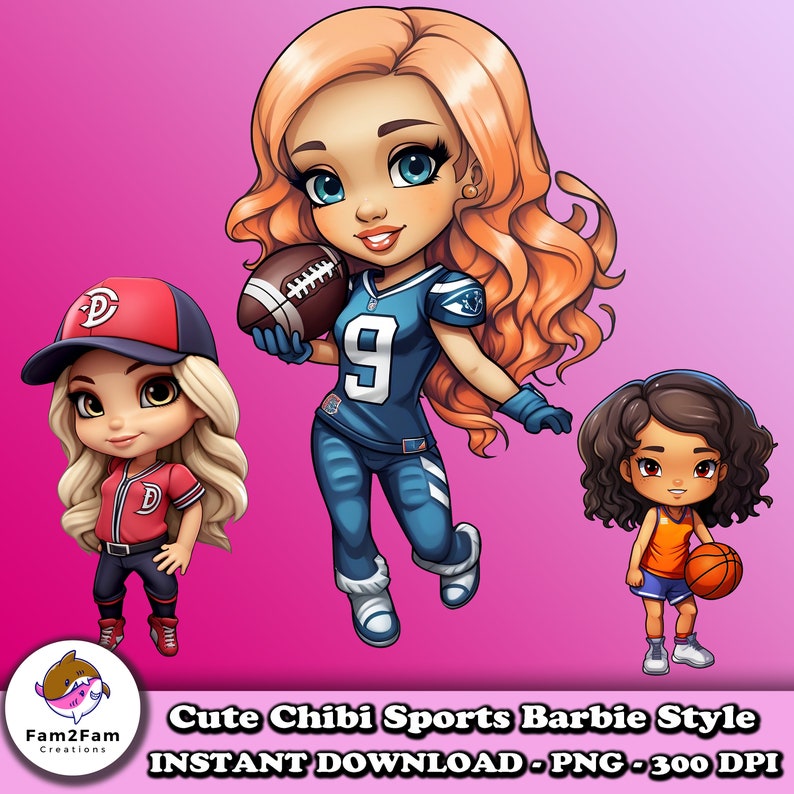 Chibi Doll Sports Clipart Bundle, T-shirt Design (digital Download) - Etsy
