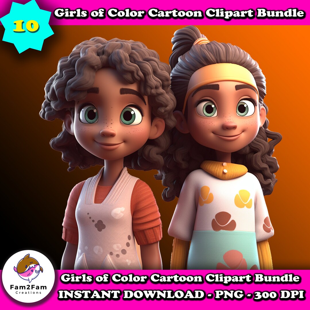 Girls of Color Chibi Clipart Bundle Multicultural Girl Chibi Mixed ...