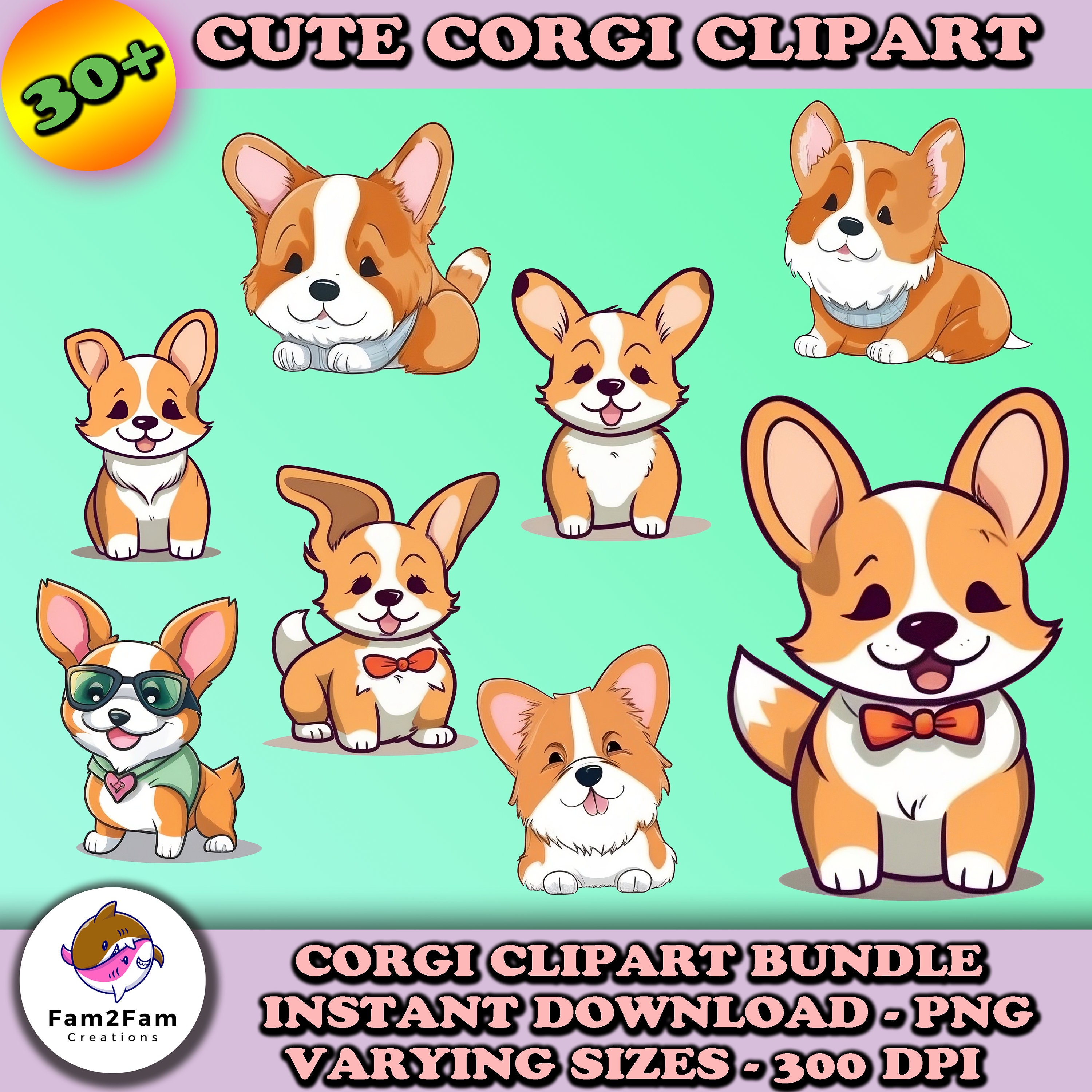 Corgi Cartoon Clipart Corgi PNG Perfect Gift Dog Mom Clipart Fun Cute ...