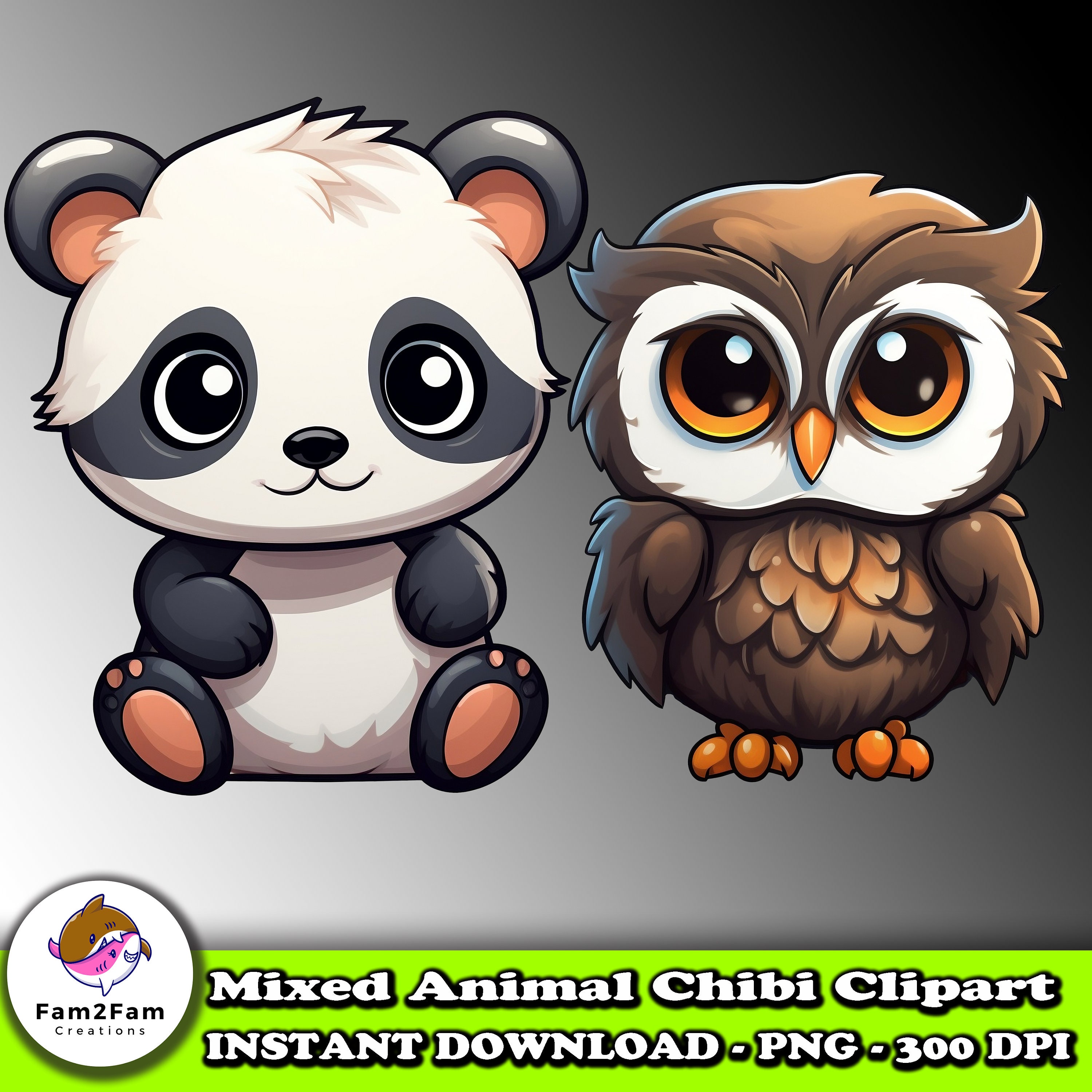 Cute Animal Clipart Chibi Style Designs Clipart Panda Clipart - Etsy