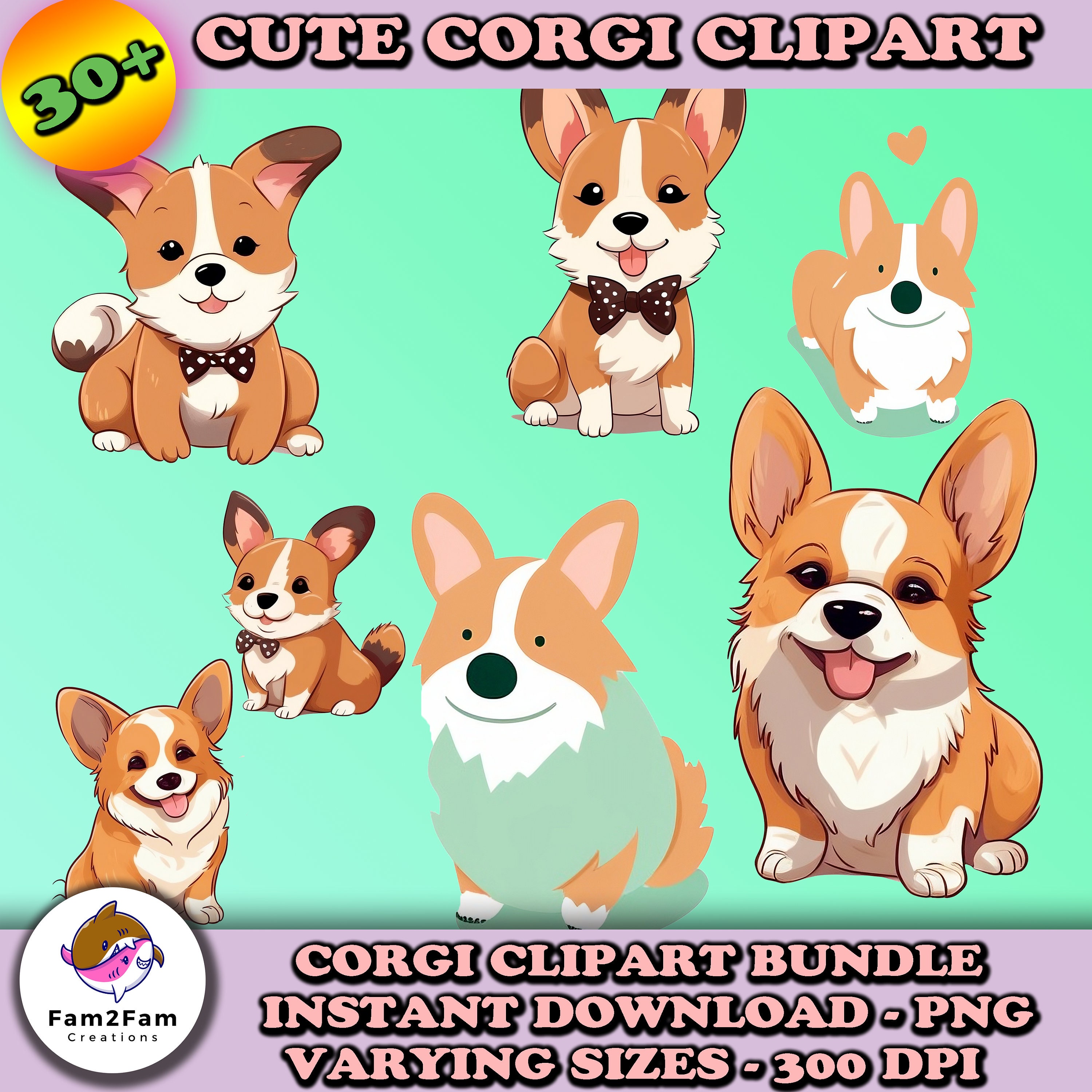 Corgi Cartoon Clipart Corgi PNG Perfect Gift Dog Mom Clipart Fun Cute ...
