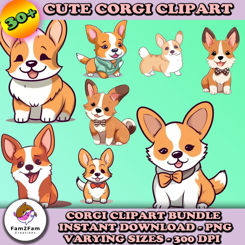 Corgi Cartoon Clipart Corgi PNG Perfect Gift Dog Mom Clipart Fun Cute ...