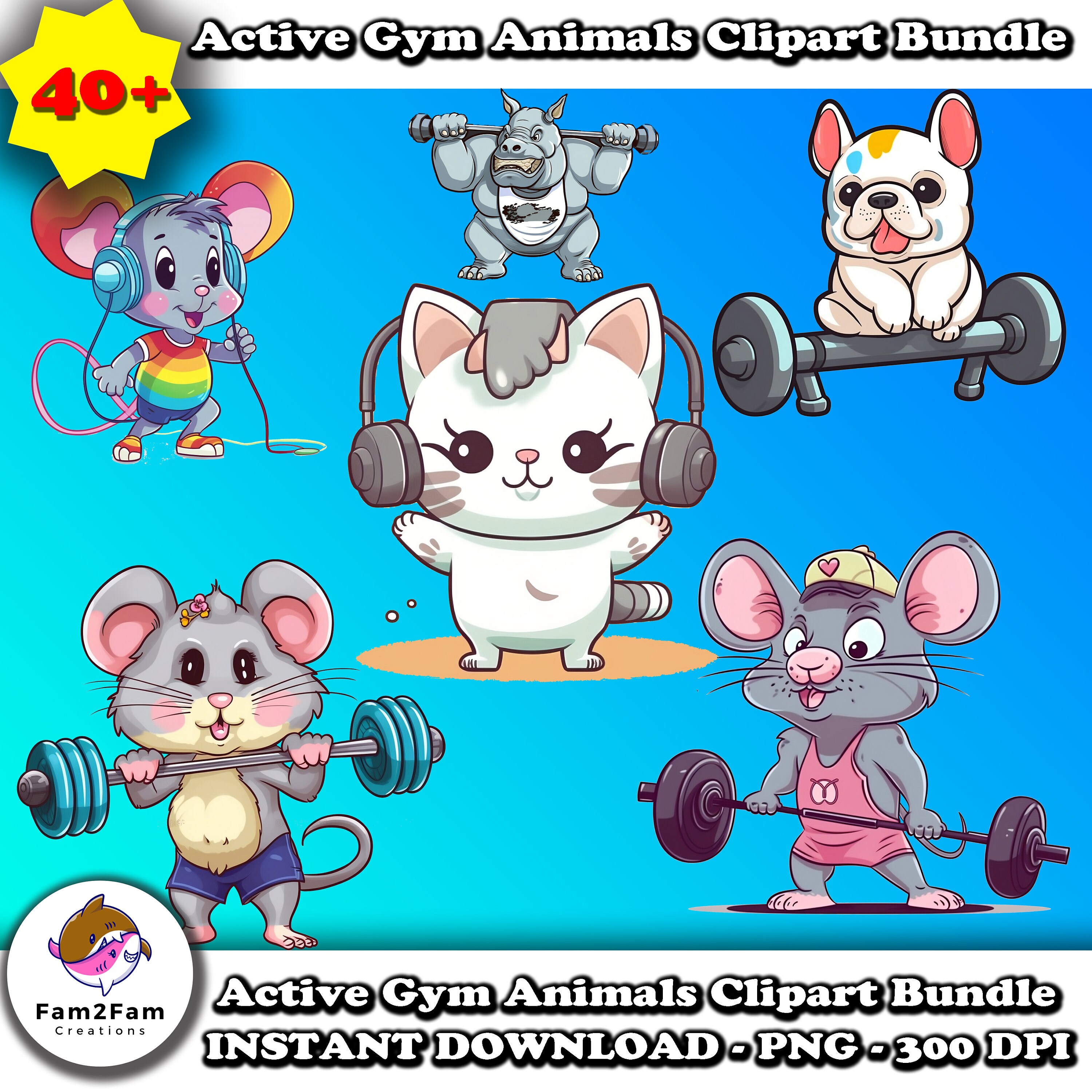 Active Gym Animals Clipart Gym Rat Fitness Fun Clean Clip Art Cat Mom ...