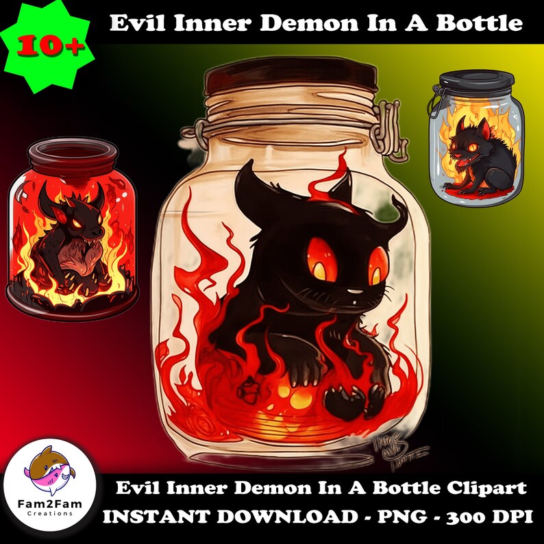 Evil Clipart Demon in a Bottle Clipart Cute Digital Graphics Anime ...