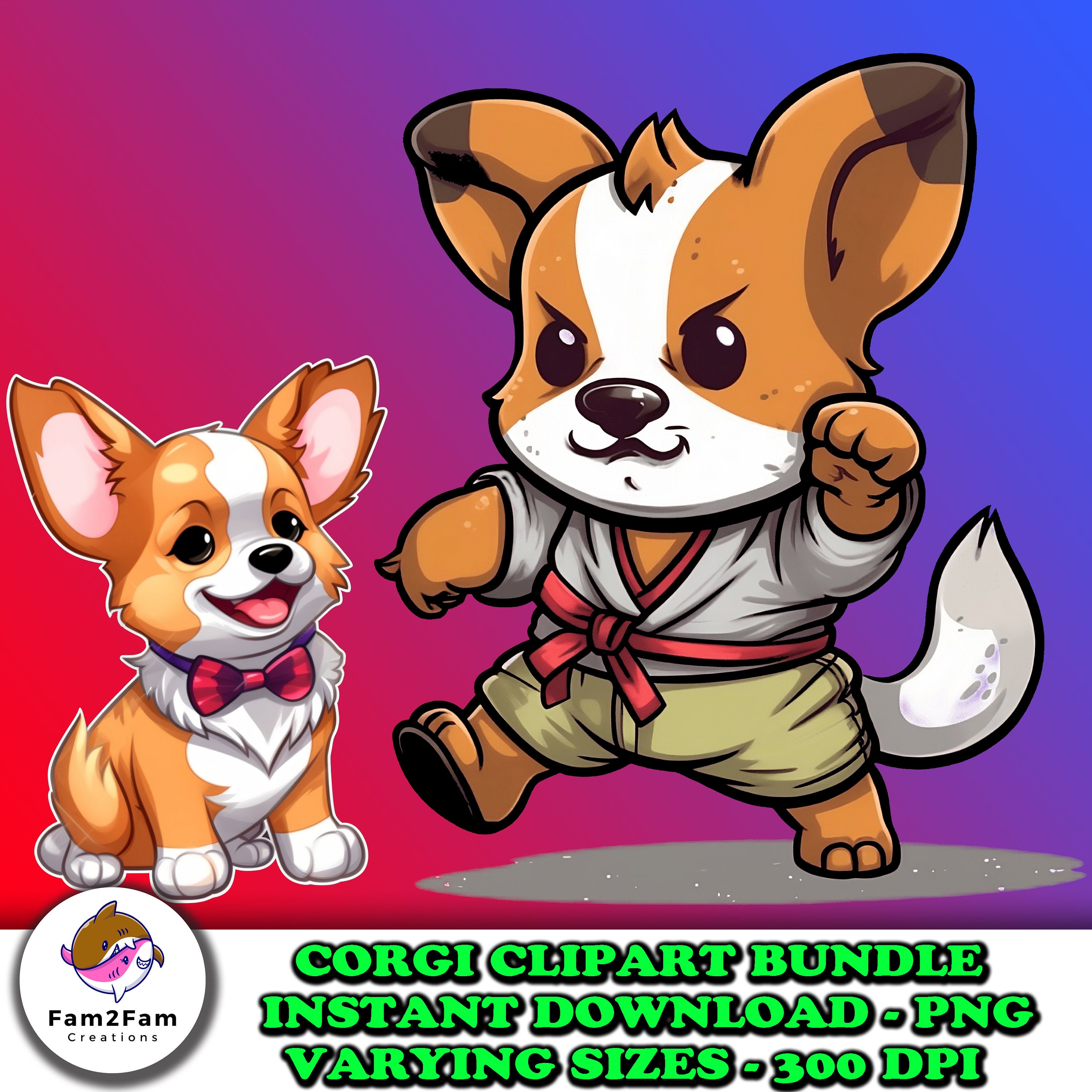 Cute Corgi Cartoon Clipart Corgi Heroes Cute Pet Digital Graphics Corgi ...