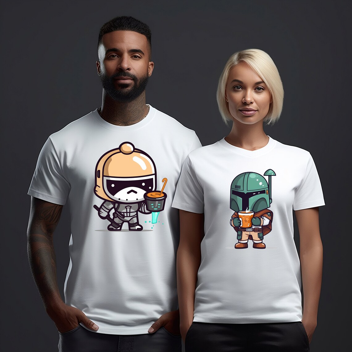 Cute Mando Drinking Coffee Clipart Space Wars Character Star - Etsy